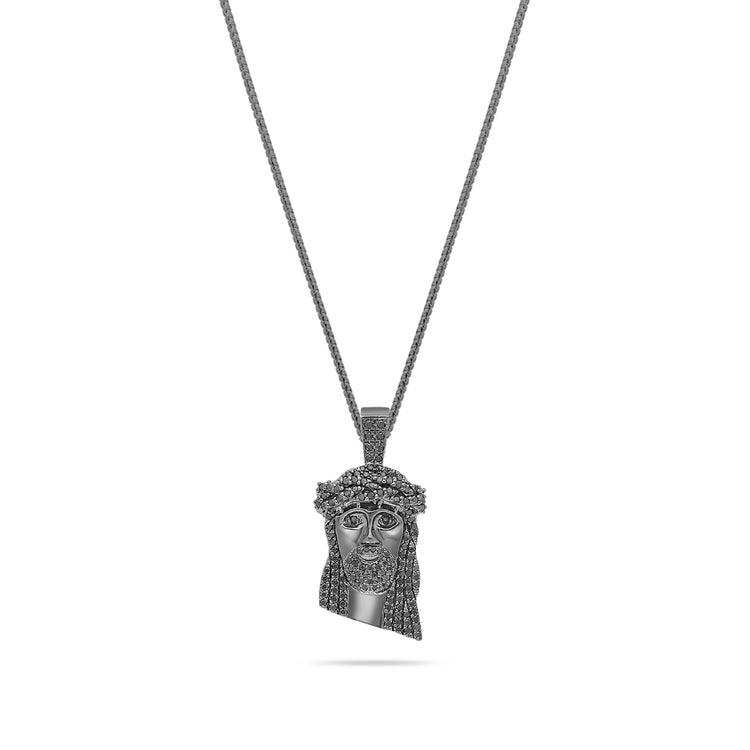 Black Gold Jesus Necklace With Black Diamonds - IF & Co.