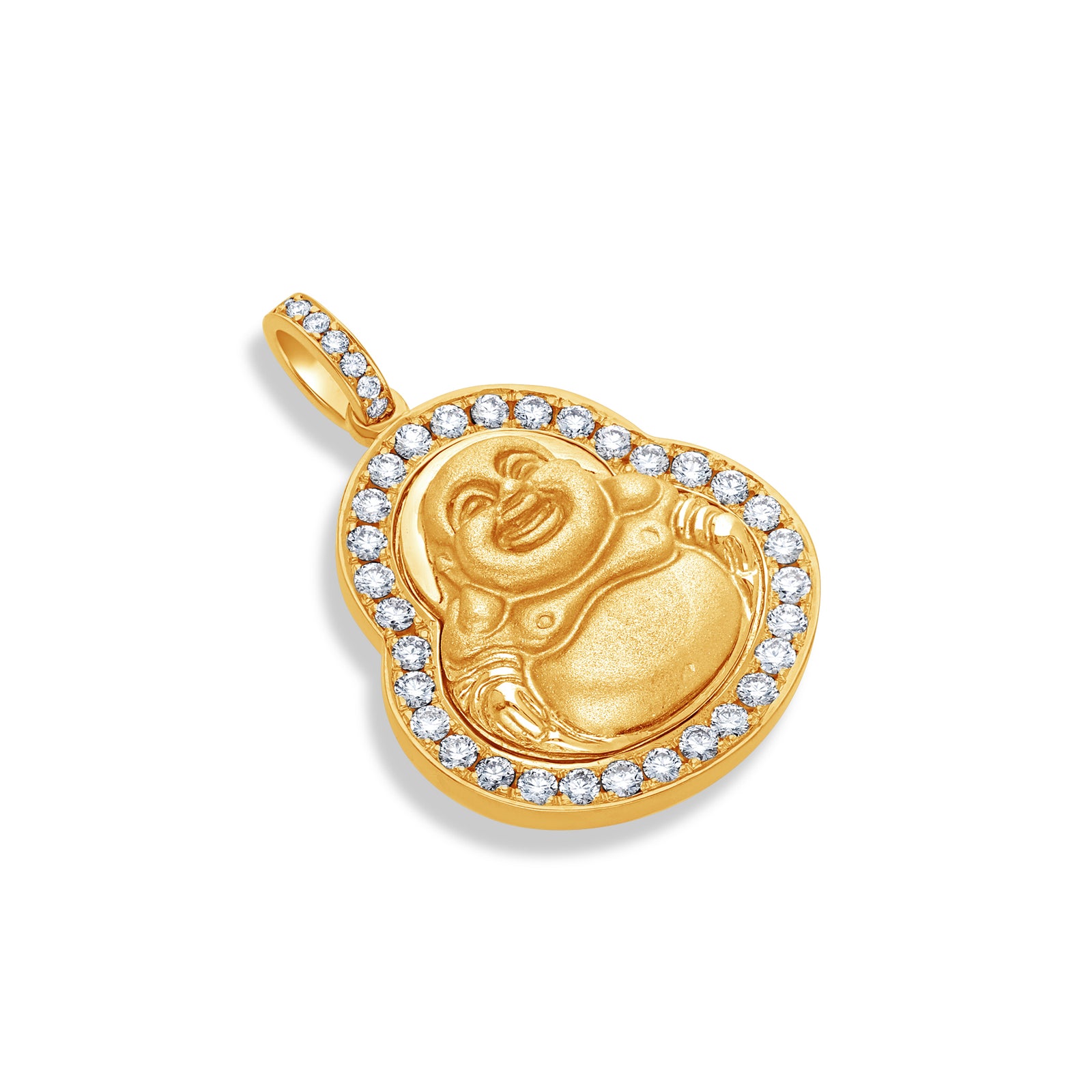 Gold Buddha Necklace With Diamond Border - IF & Co.