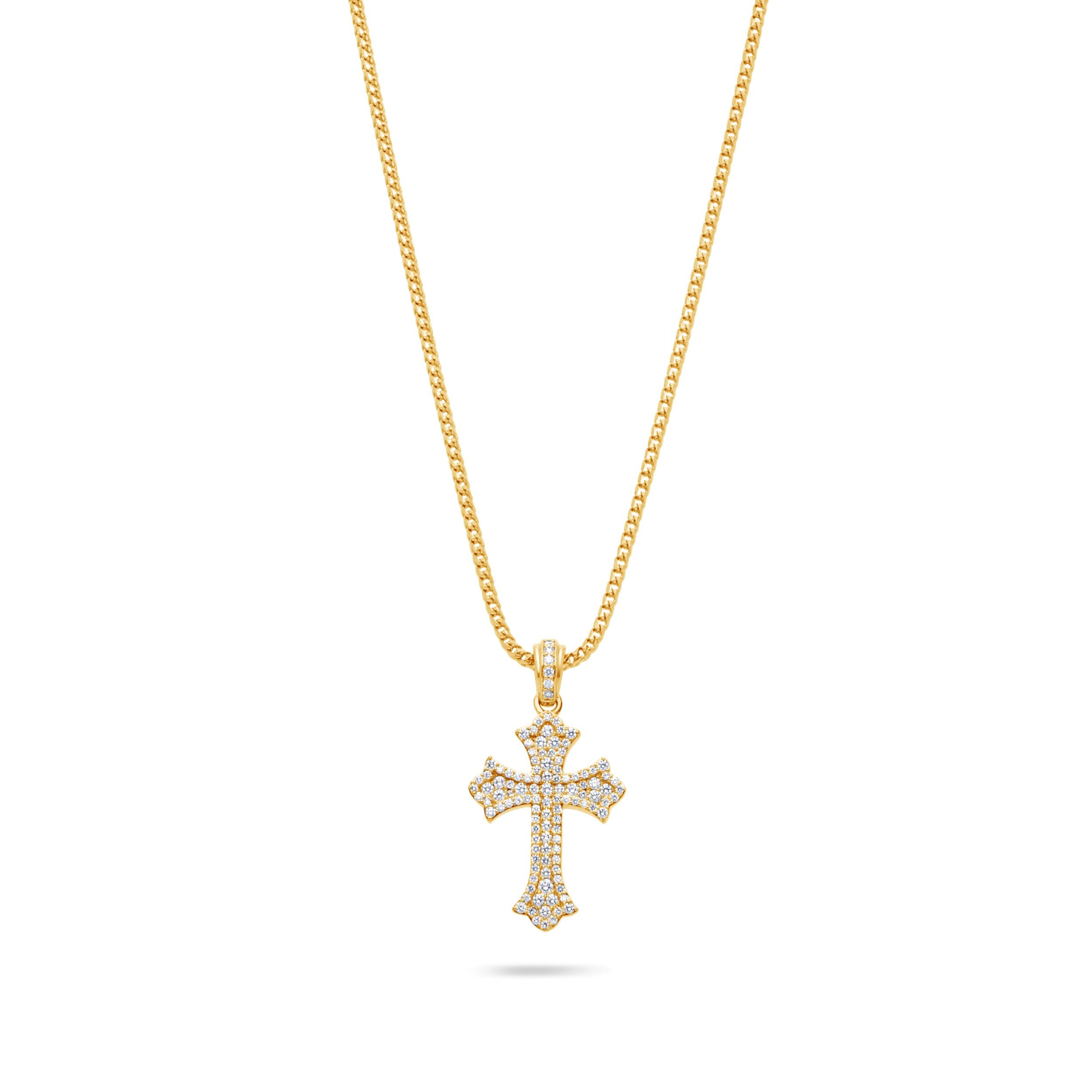 Men's Diamond Cross Necklace - Micro Nolan Cross Fully Iced – IF & Co.