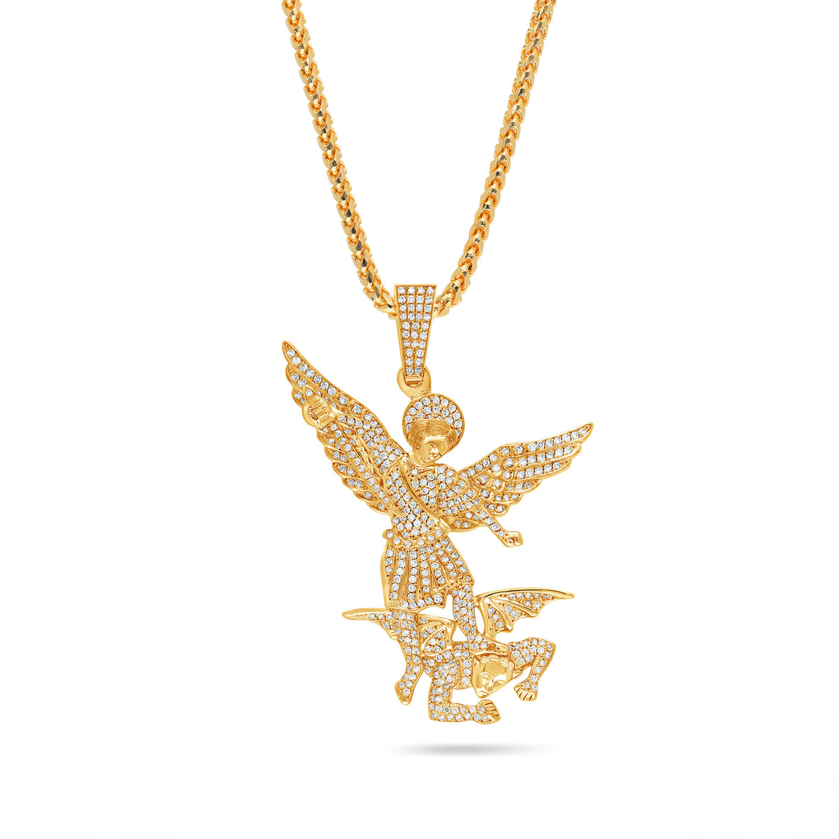 Diamond Saint Michael Necklace - St. Michael (Fully Iced) - IF & Co.