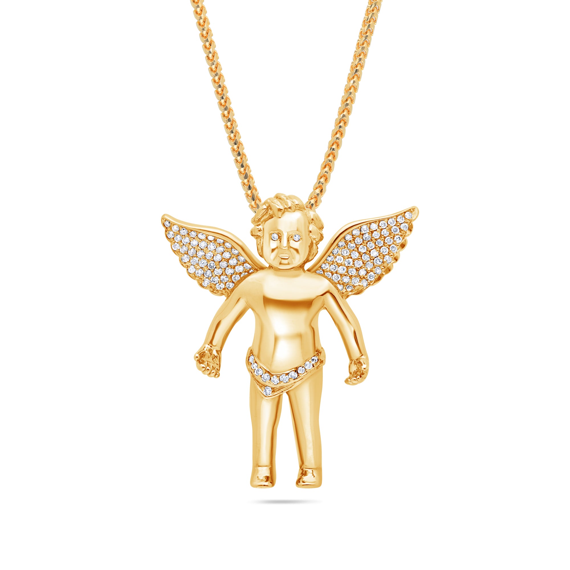 Diamond Angel Chain - Open Wing Baby Angel (Partially Iced) - IF & Co.