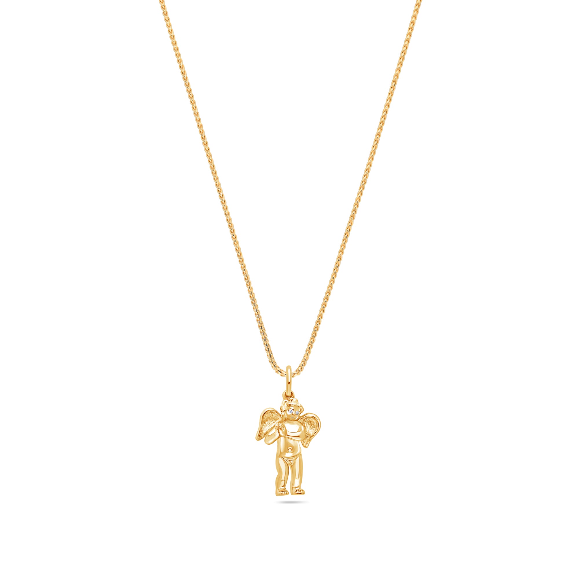 Gold Angel Chain - Nano Cherub Angel (Diamond Eyes) - IF & Co.
