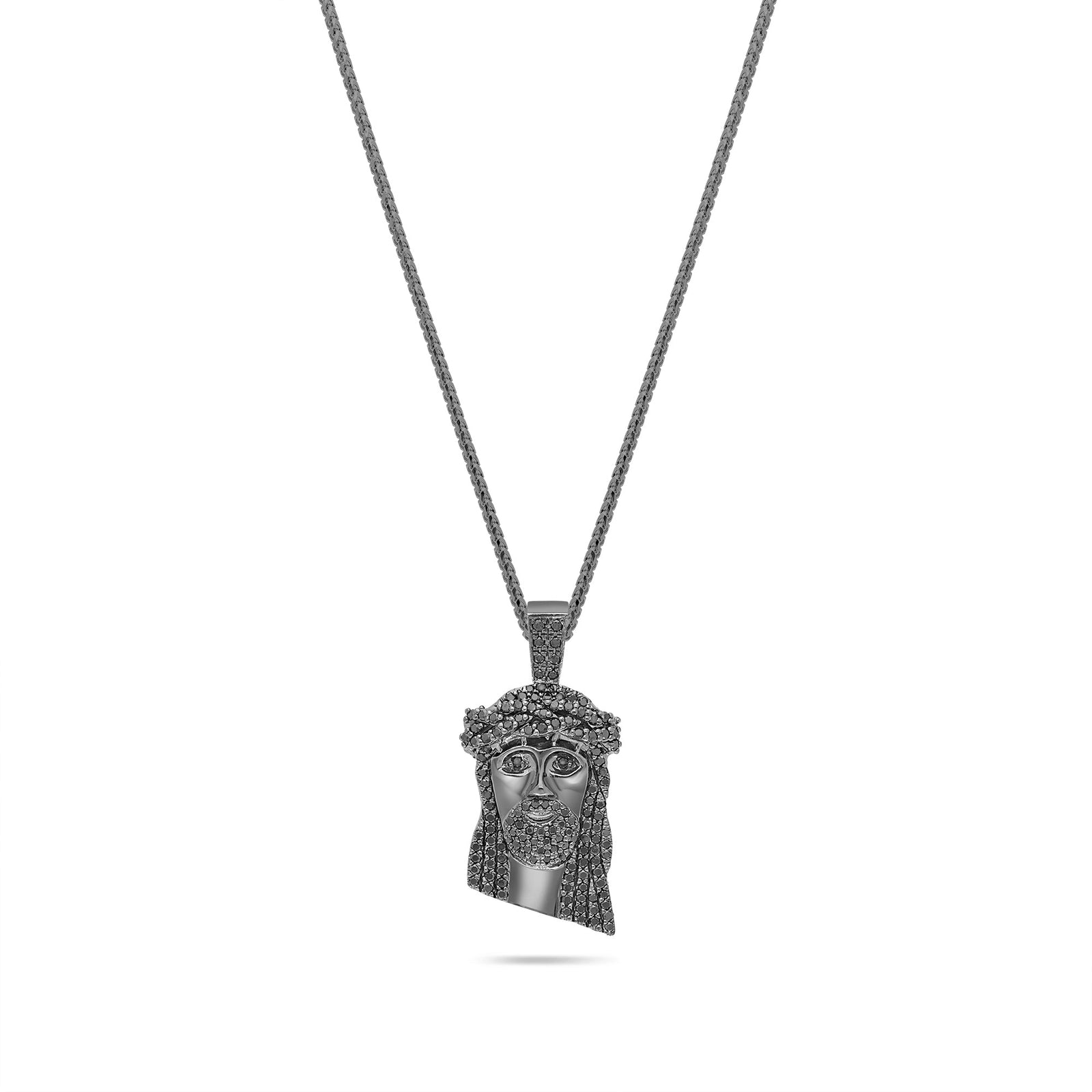 Black Gold Jesus Necklace With Black Diamonds - IF & Co.