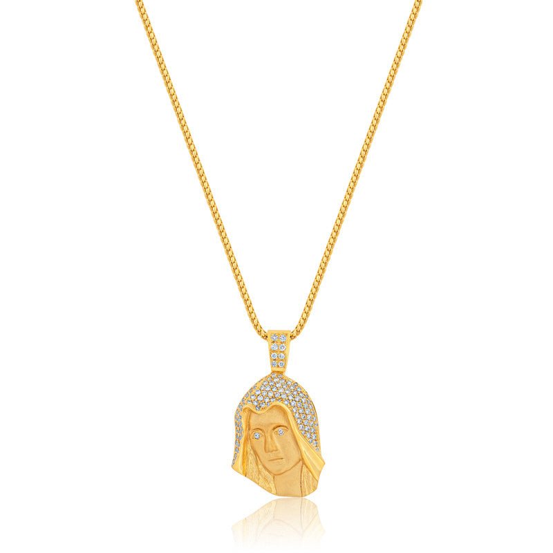 Diamond Virgin Mary Necklace - Micro Mary (Fully Iced) - IF & Co.